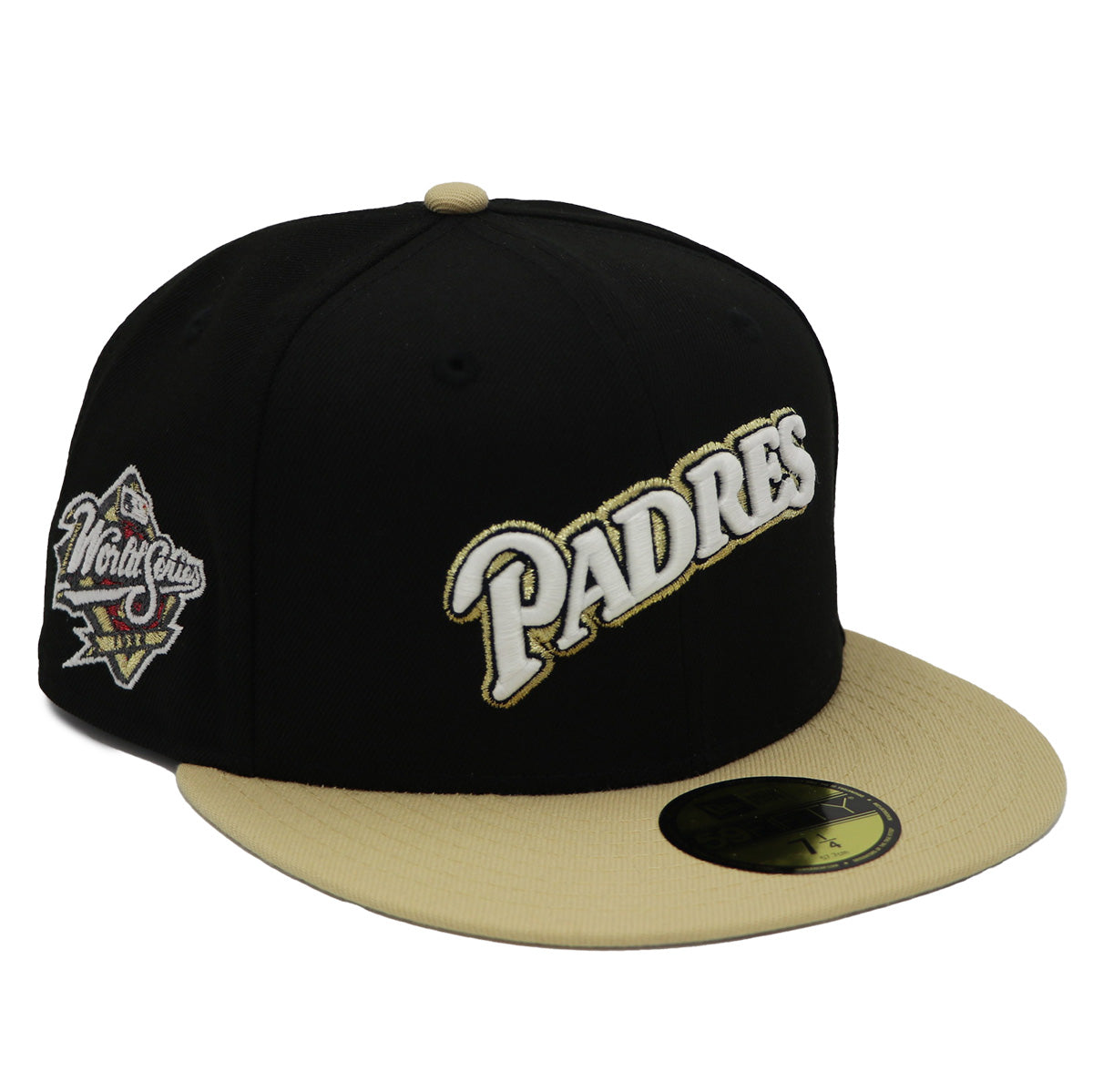 NewEra 59Fifty Padres Script Metallic Gold 2-Tone Black/Gold Fitted Ha ...