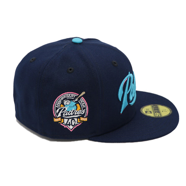 NewEra 59Fifty San Diego Padres Navy/Ultra Blue Script Fitted Hat ...